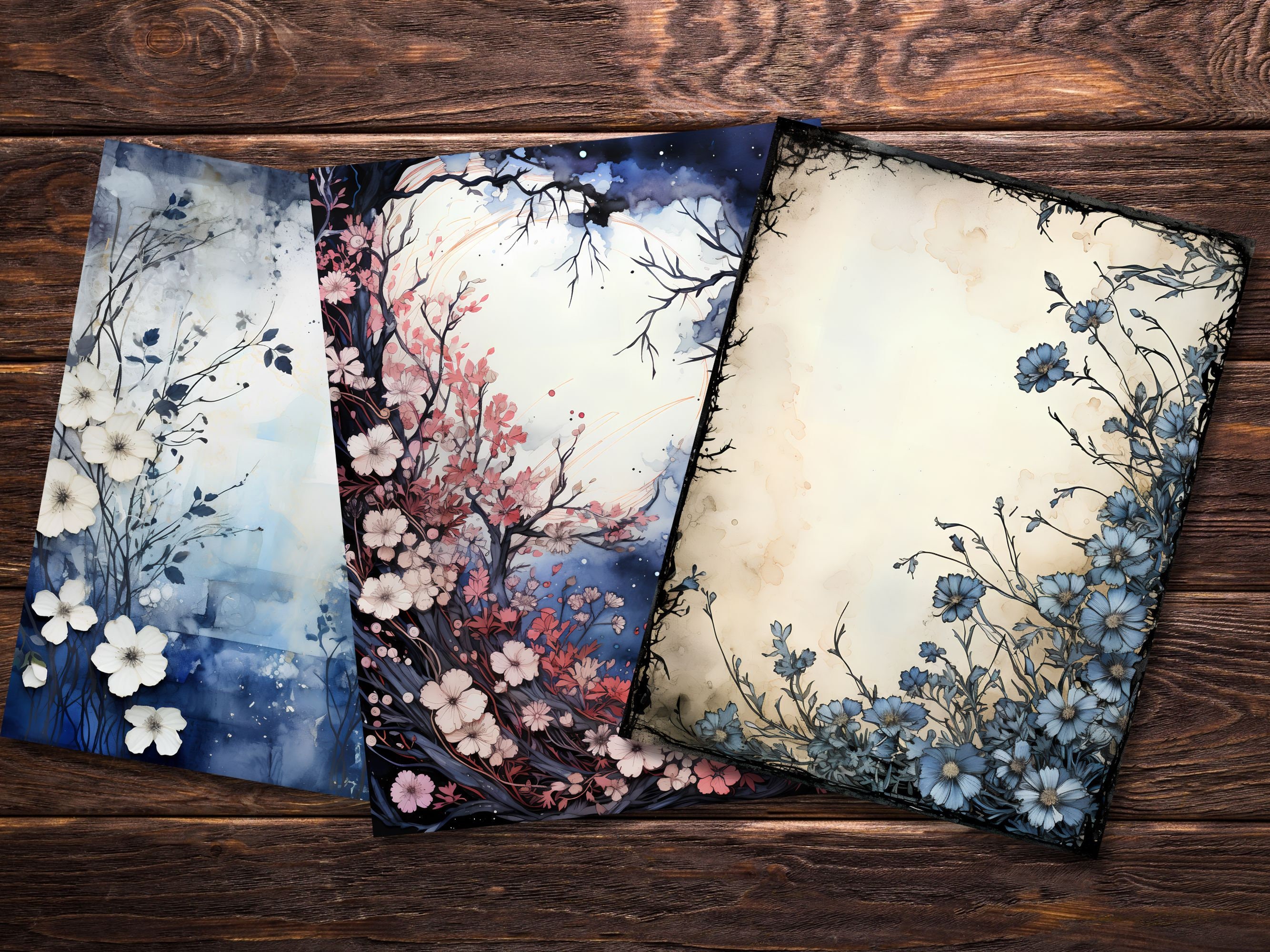 60 Dark Decadence Gothic Floral Junk Journal Borders, Gothic Ephemera ...