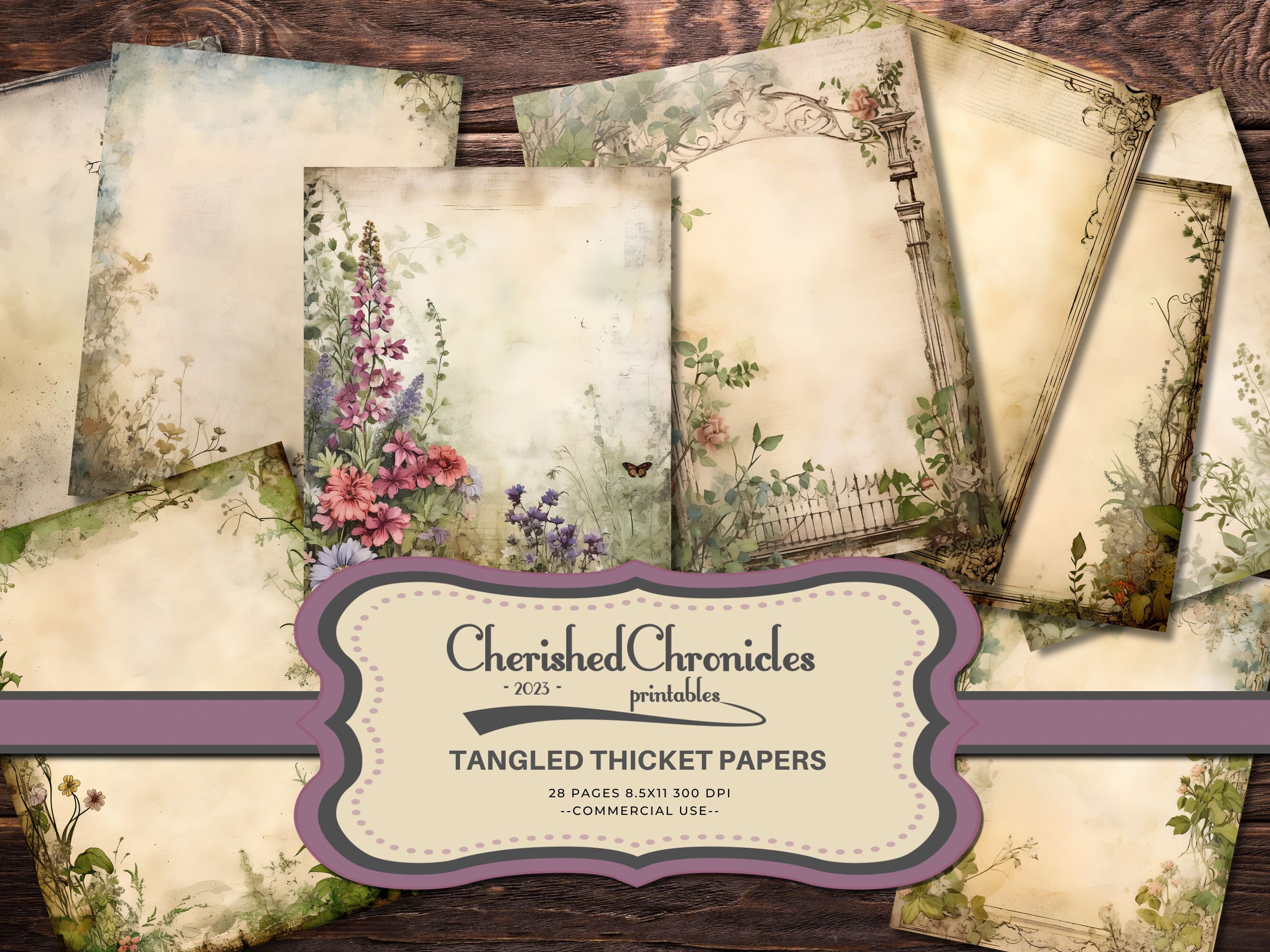 28 Tangled Thicket Journal Papers, 8.5x11, Junk Journaling, Digital ...