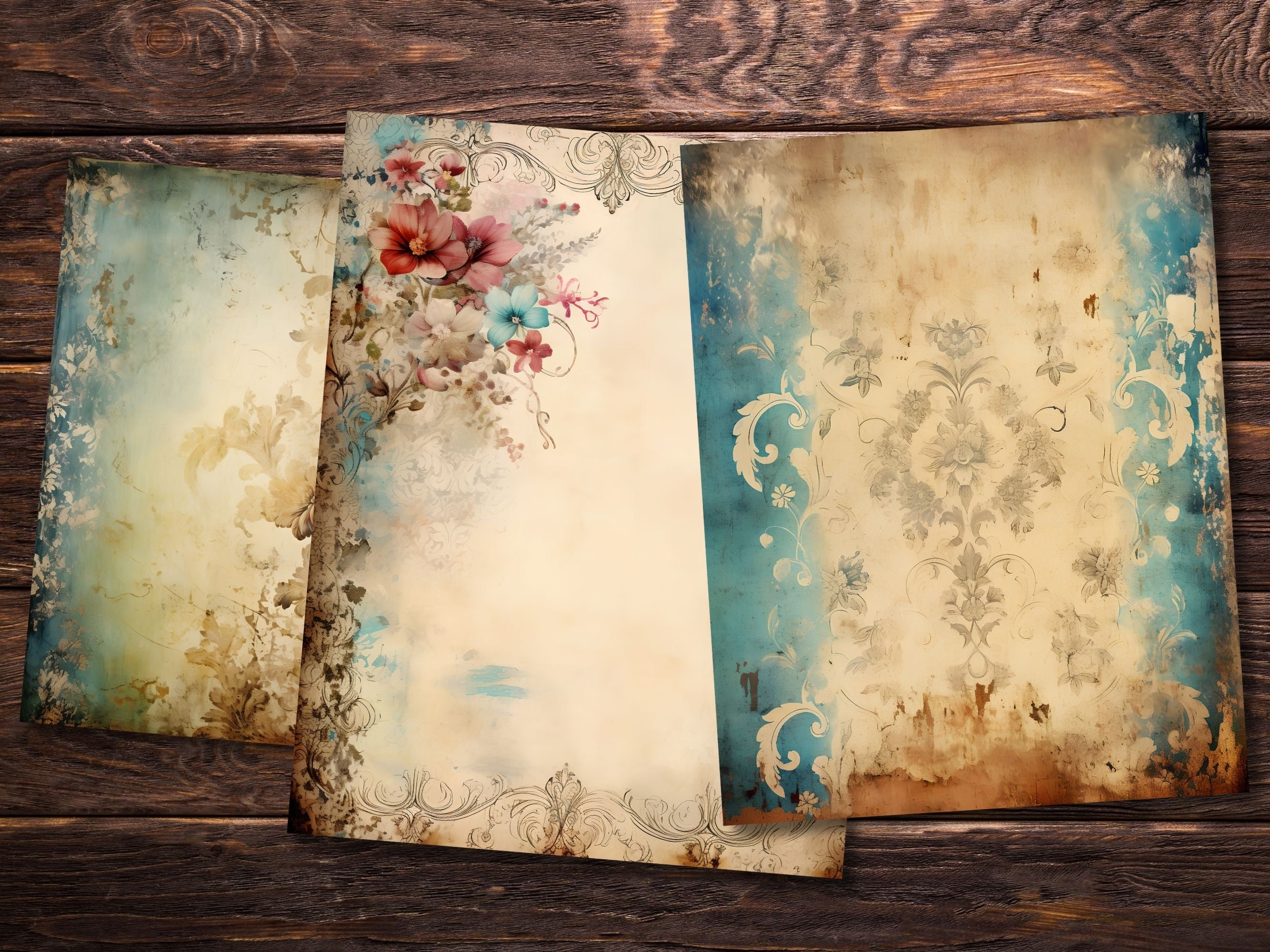 Boho Damask Journal Paper: Printable Scrapbook Pages (digital Download ...