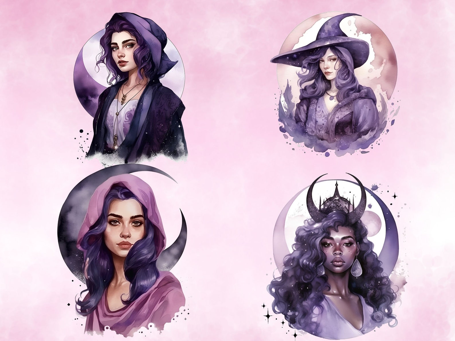 28 Diverse Violet Witches Clipart, Ethnically & Racially Inclusive ...