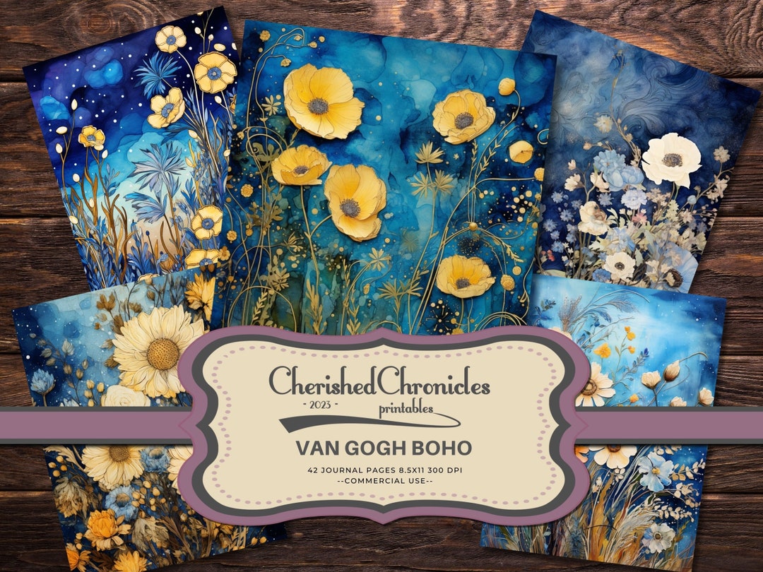 42 Van Gogh Boho Journal Papers, Boho Florals, 8.5x11, Art-inspired ...