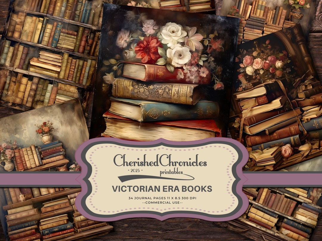 34 Victorian Era Book Arrangements, Journal Papers, Dark Academia ...