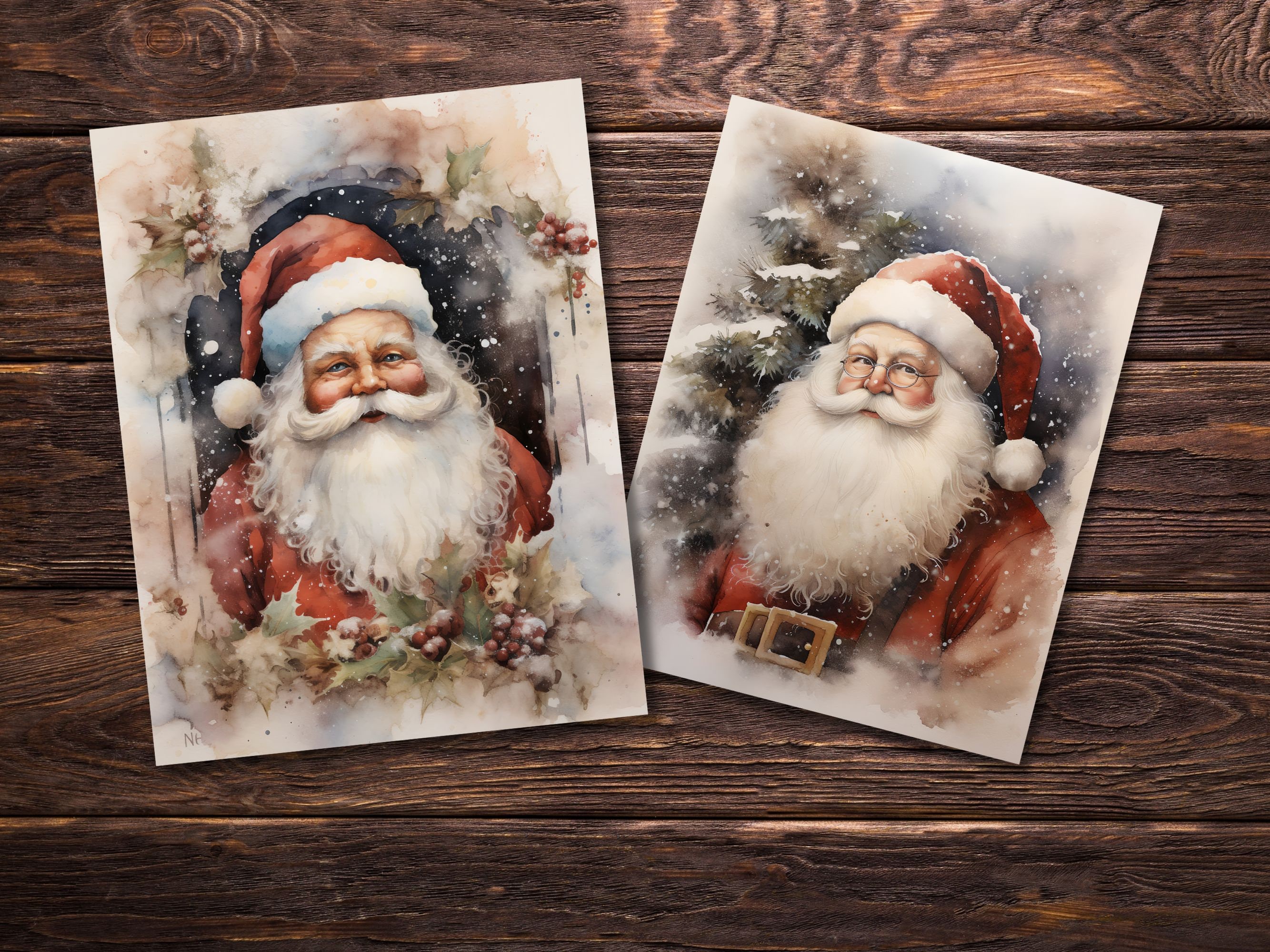 20 Vintage Santa Claus Portraits Journal Papers, 8.5x11 Inch, Christmas ...