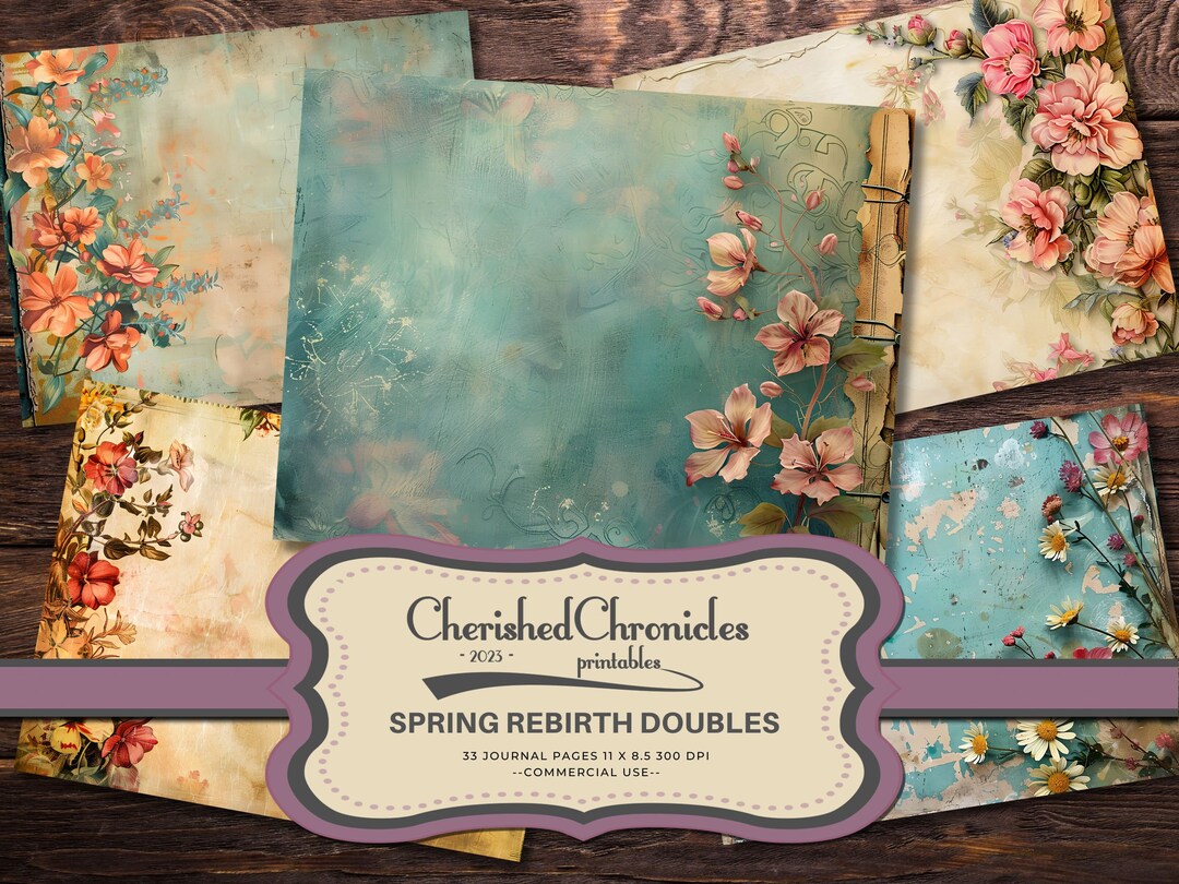 33 Spring Rebirth Double Papers, Landscape 11x17 Inch, Printable, Junk ...