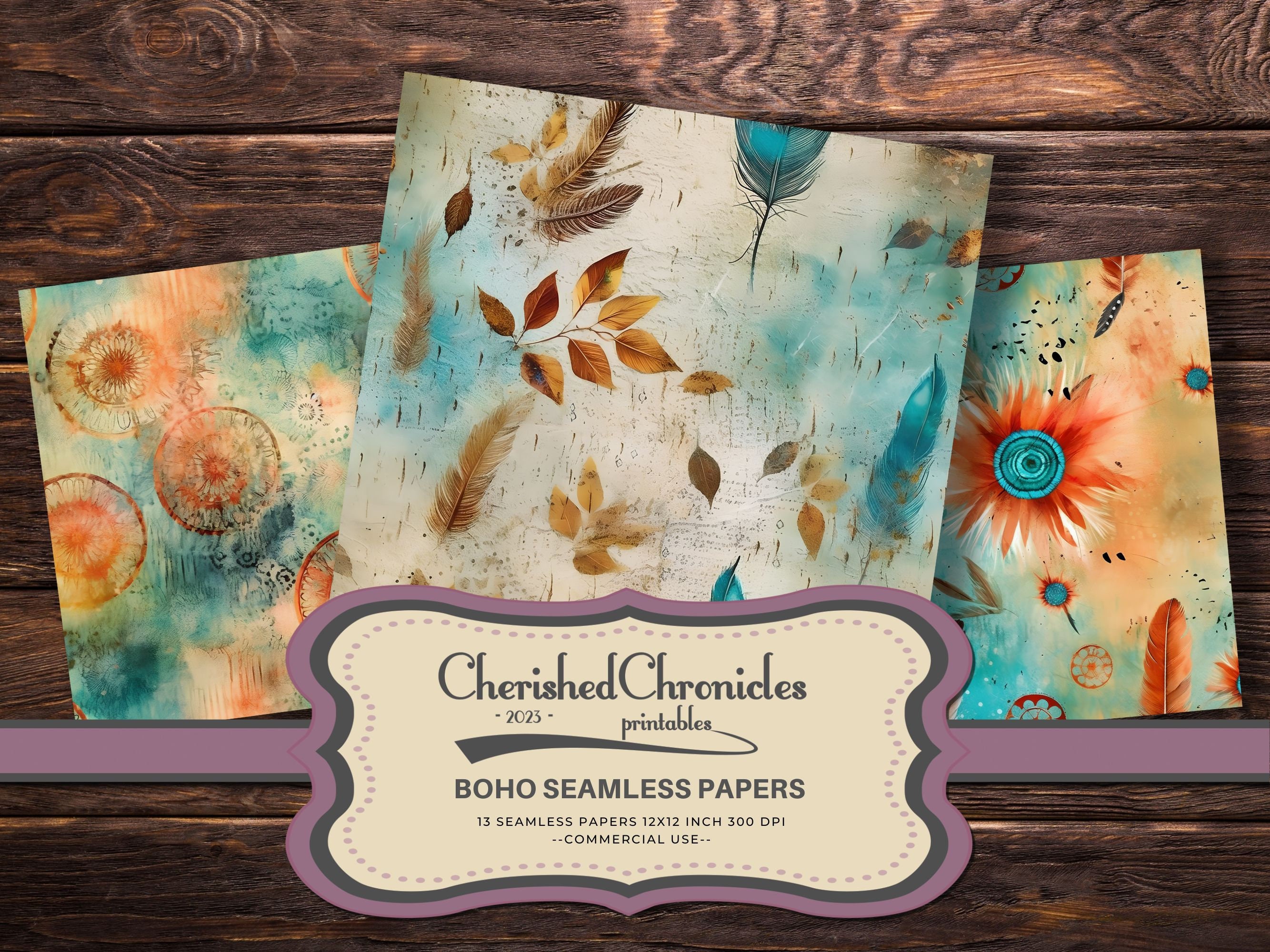 13 Boho Inspired Digital Papers, Seamless Boho Patterns, Printable ...