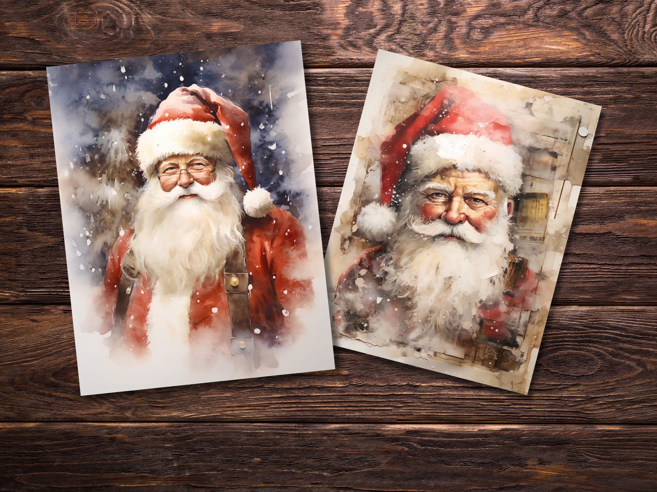 20 Vintage Santa Claus Portraits Journal Papers, 8.5x11 Inch, Christmas ...