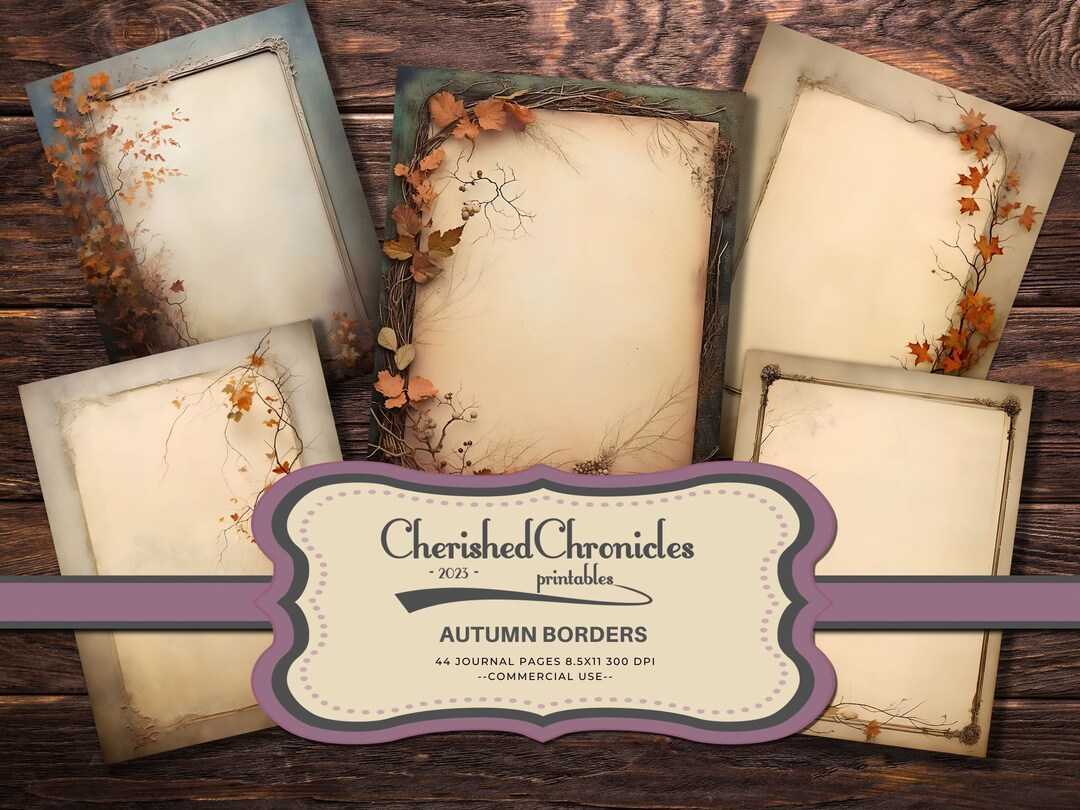 Autumn Leaves Journal Paper: 44 Printable Scrapbook Borders (digital ...