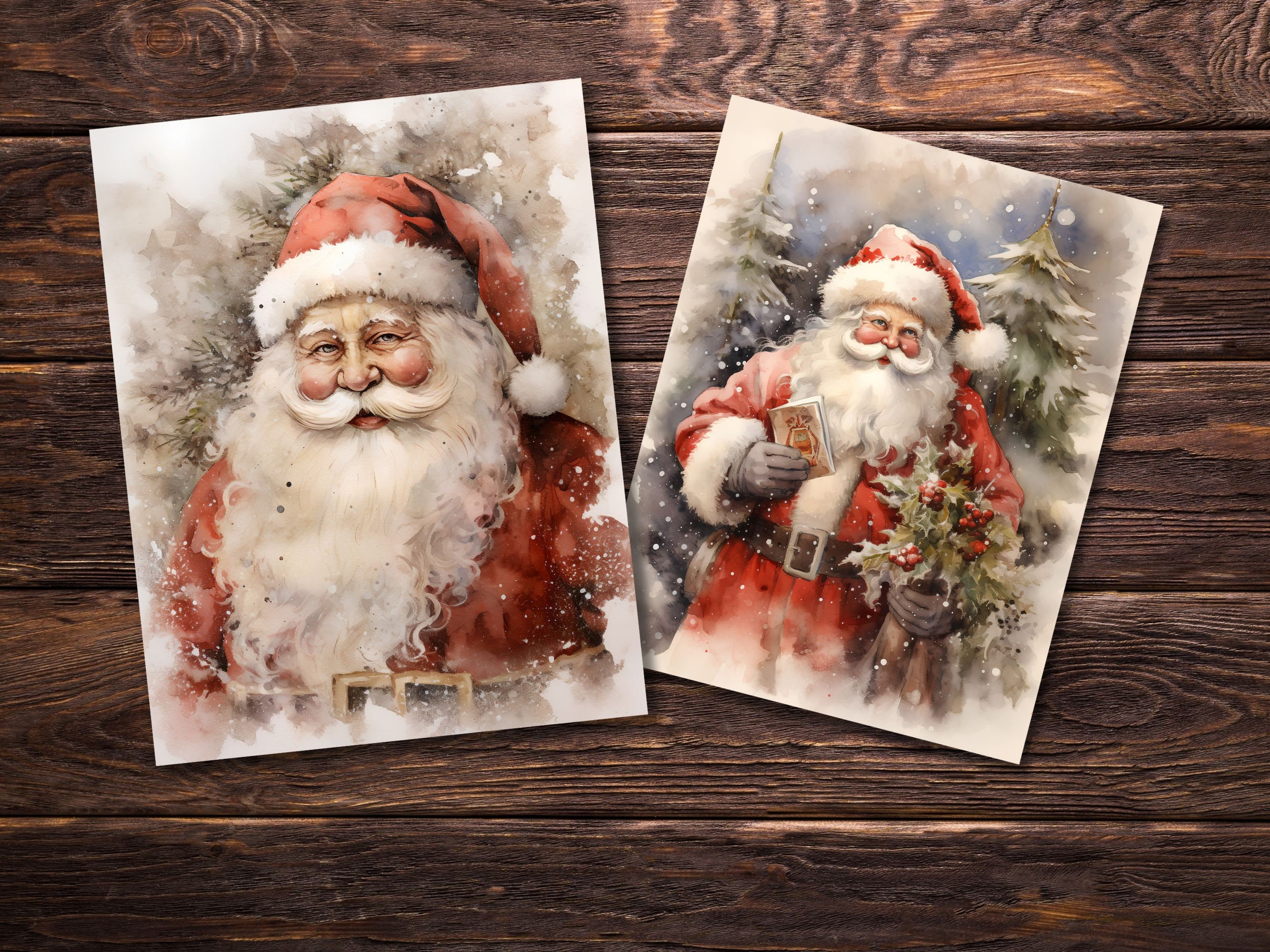 20 Vintage Santa Claus Portraits Journal Papers, 8.5x11 Inch, Christmas ...