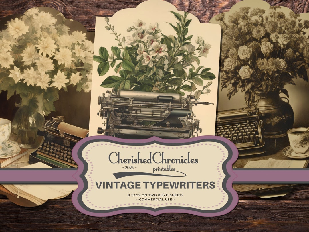 Vintage Typewriter Tags: Coffee & Flowers Ephemera (digital Download ...
