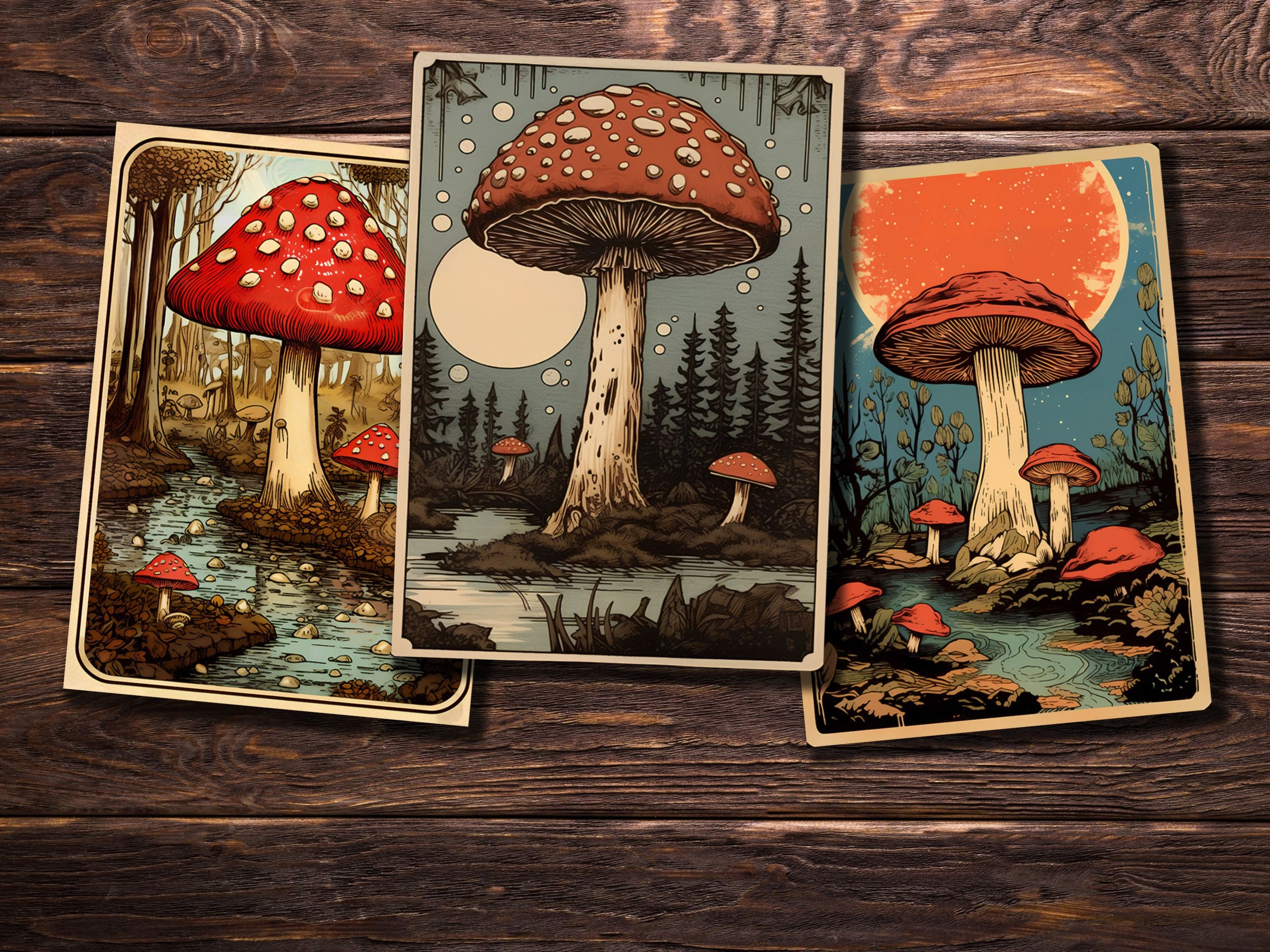 18 Vintage Mushroom ATC Cards, Printable Journaling Cards, Mushroom Art ...
