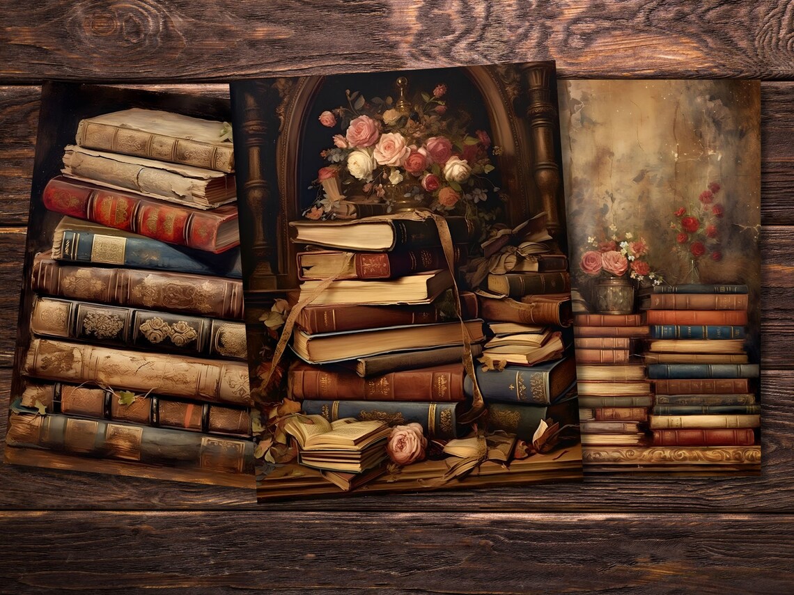 34 Victorian Era Book Arrangements, Journal Papers, Dark Academia ...