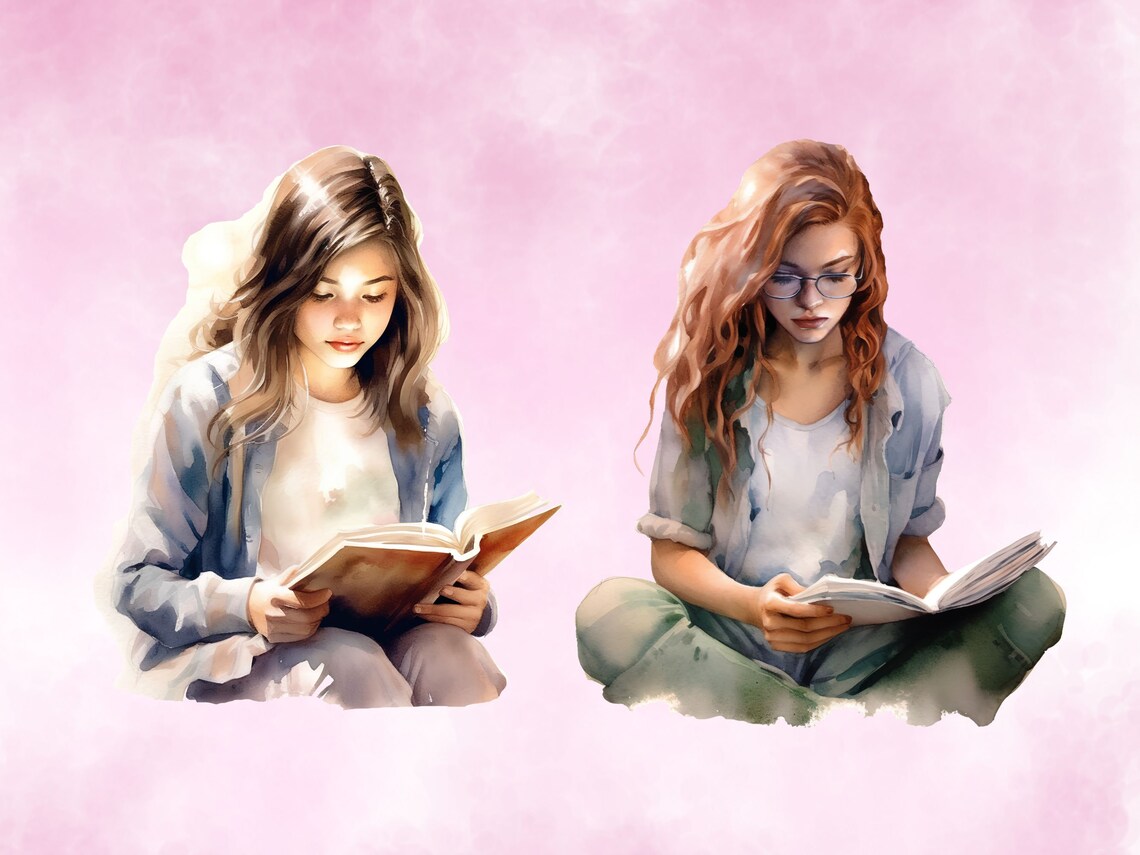 15 PNG Diverse Bookworm Girls Clipart, Inclusive Readers, Book Clipart ...