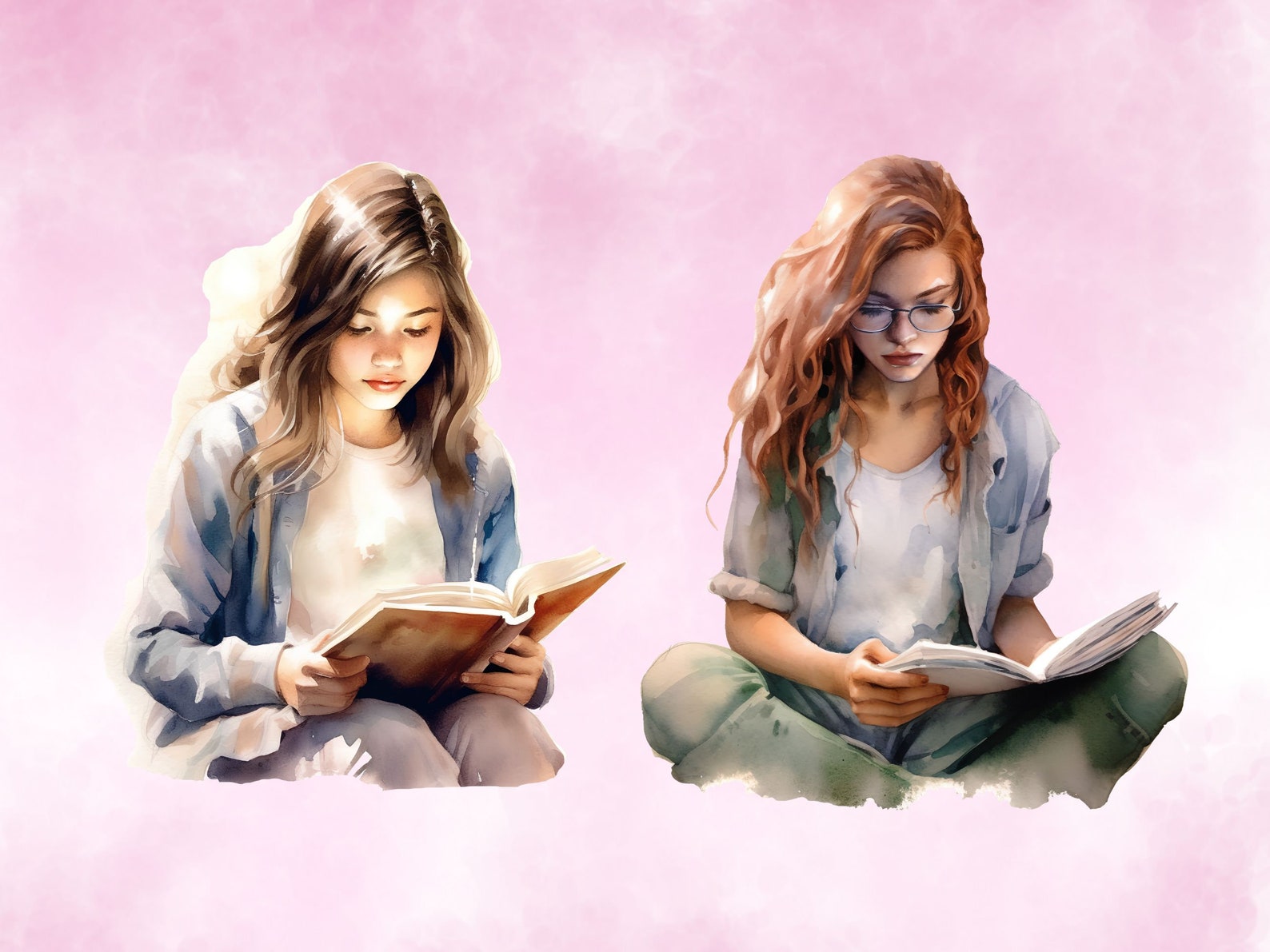 15 PNG Diverse Bookworm Girls Clipart, Inclusive Readers, Book Clipart ...