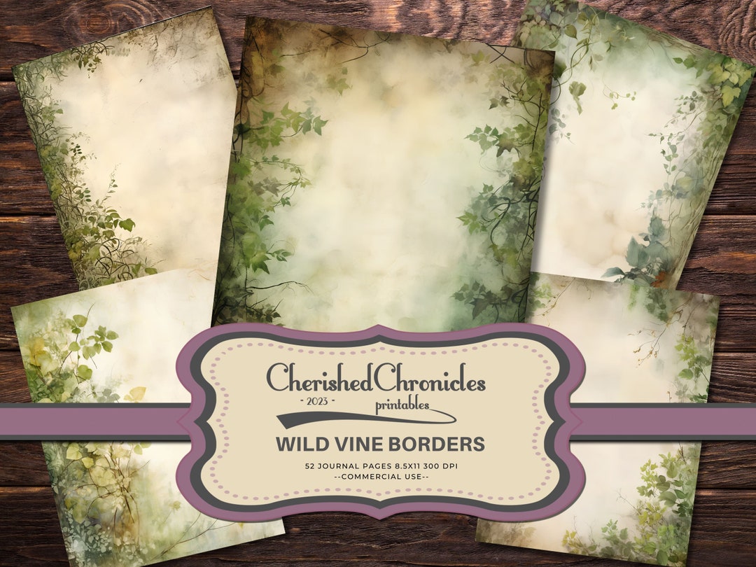 Wild Vine Journal Paper: 52 Printable Border Designs (digital Download ...
