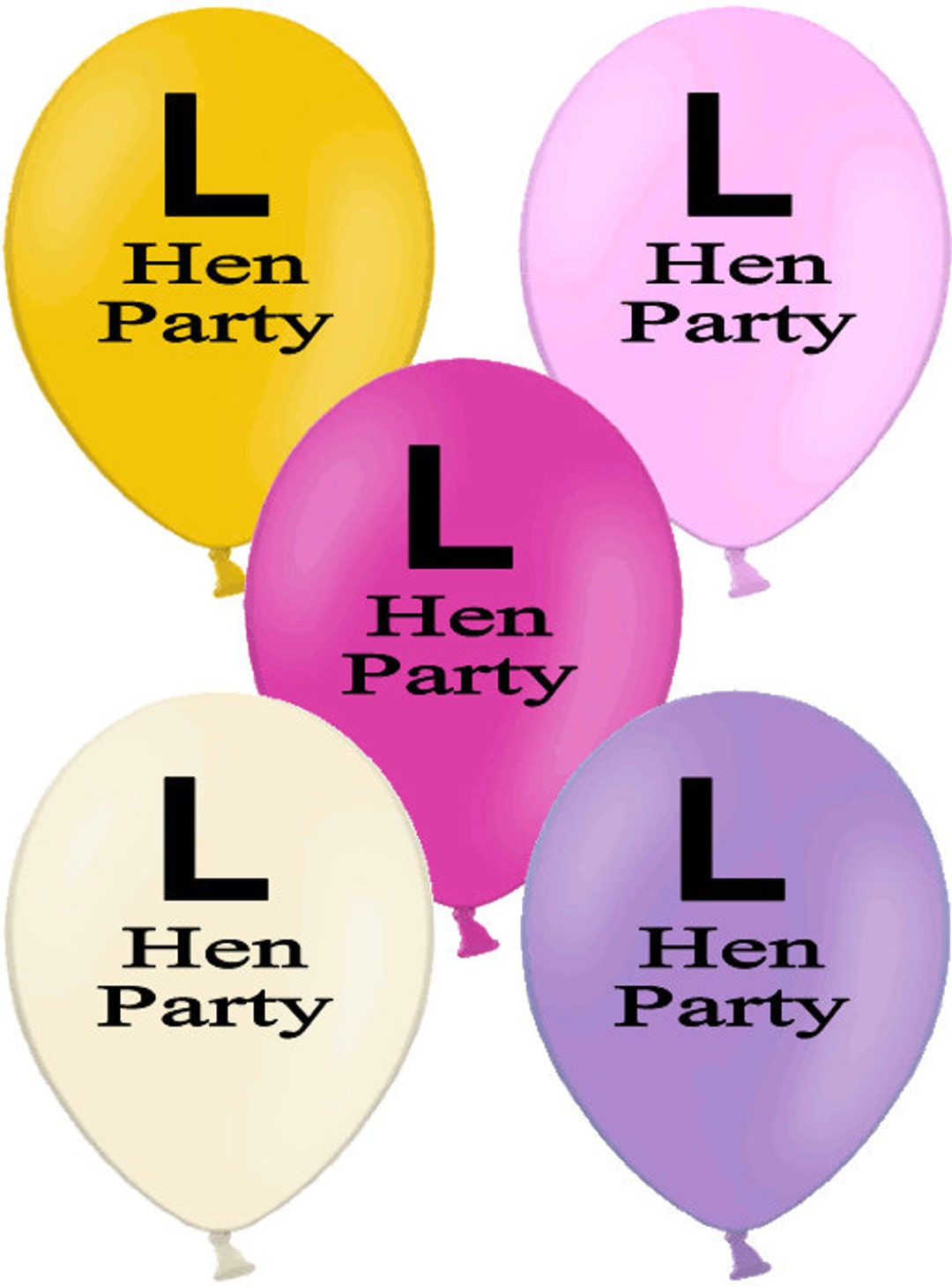 Hen Night Printed Balloons With 'L Hen Party', Comes in Packs of 15 ...