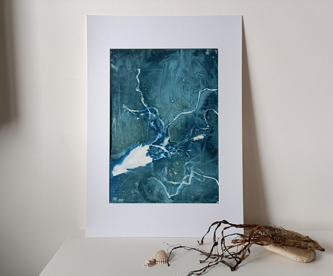 A4 Original Wet Cyanotype Print, Seaweed Wall Art Print, Cyanotype ...