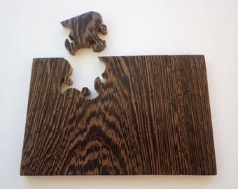 Suede and Mahogany Hand-cut Wooden Jigsaw Puzzle | Etsy