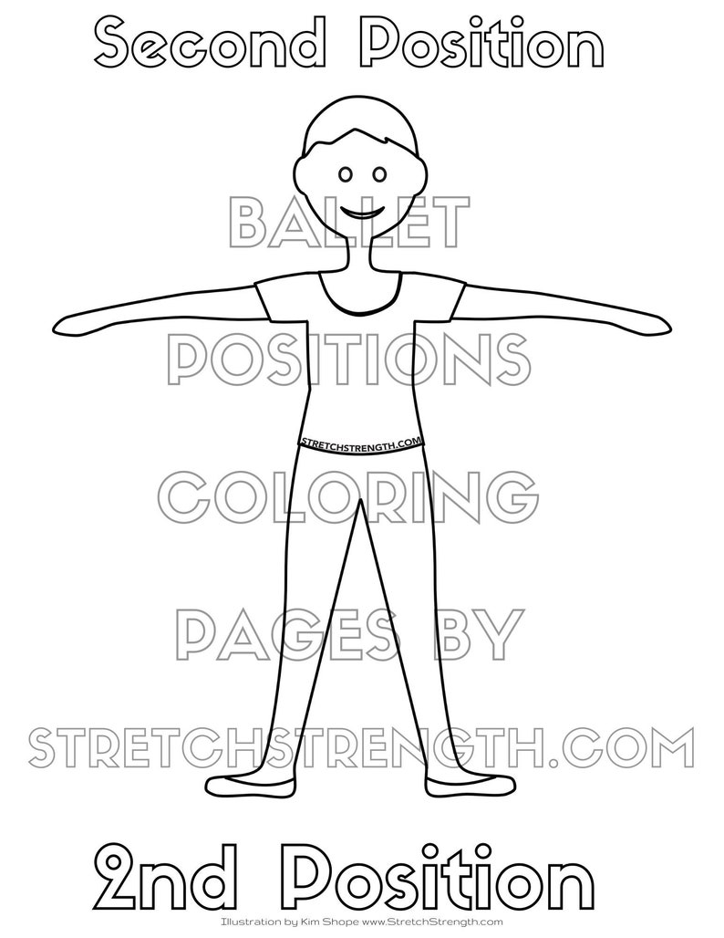 Five Ballet Positions Coloring Pages for Girls and Boys BIG BUNDLE ...