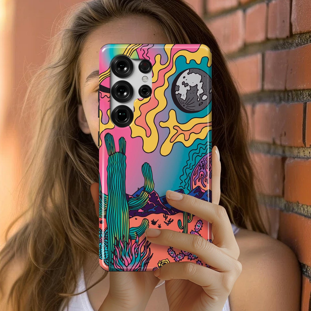 Retro Psychedelic Hippie Cacti Phone Case for Galaxy S26 Ultra Samsung ...