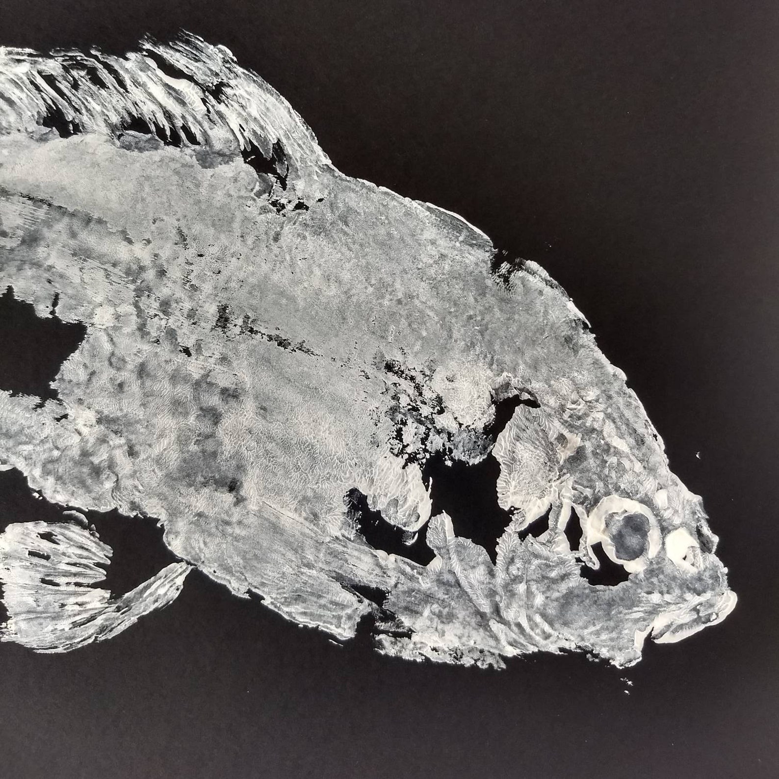 Modern Koi Fish Painting/koi Gyotaku/black and White Fish Decor ...