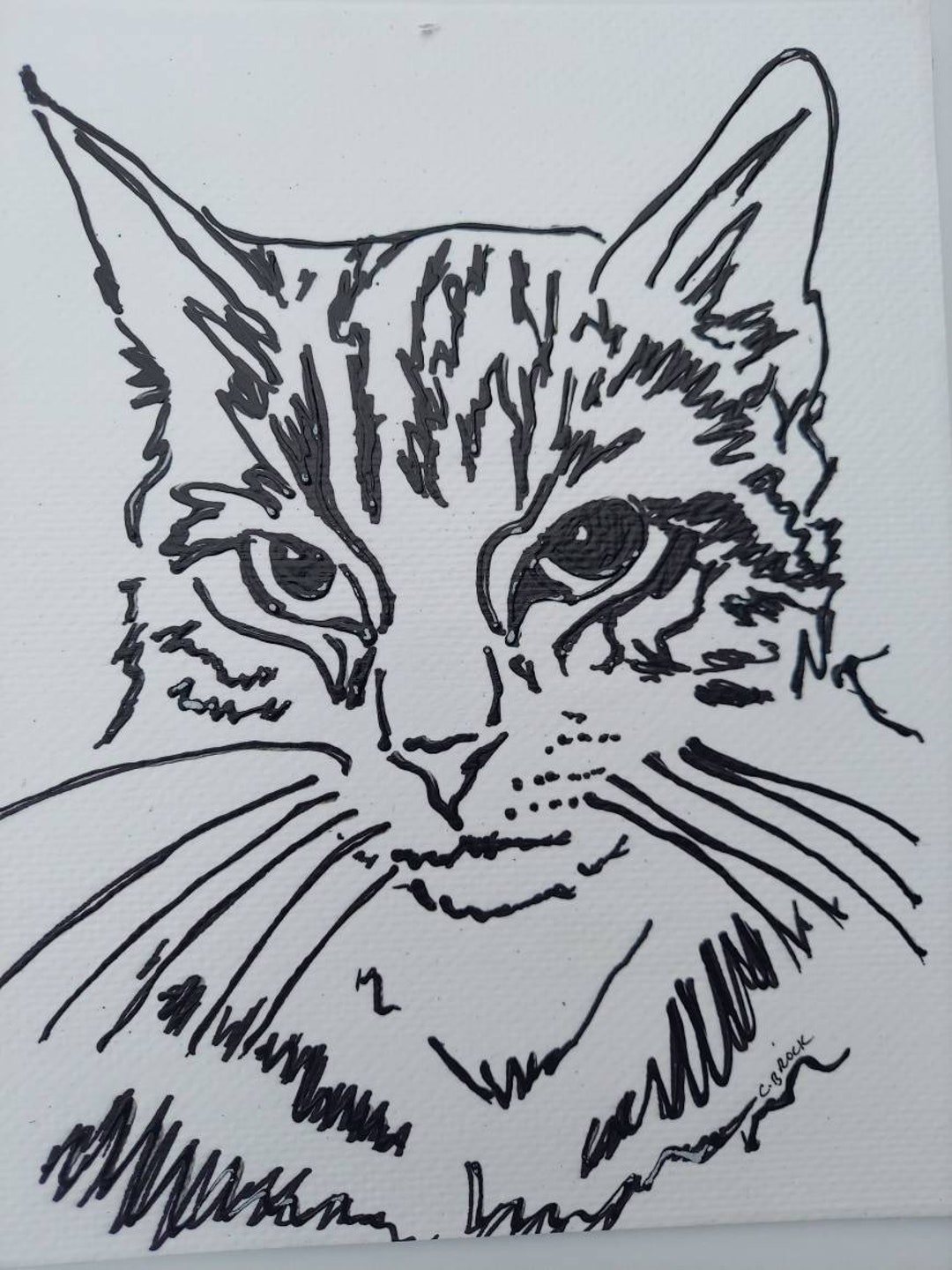 Tiger Cat Drawing/simple Animal Illustration/custom Pet Portrait ...