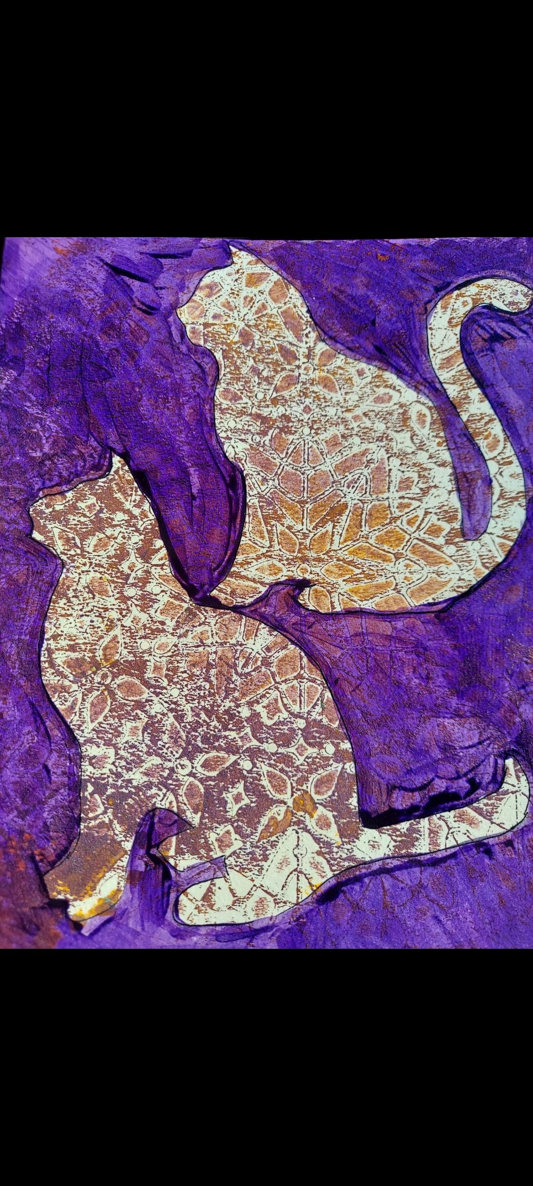 Purple Cat Painting/original Cat Art/unique Cat Decor/crazy Cat Lady ...