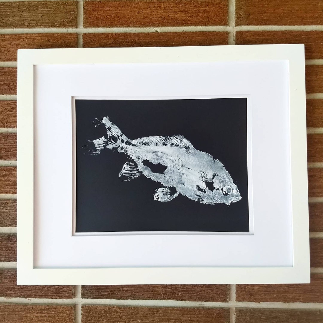 Modern Koi Fish Painting/koi Gyotaku/black and White Fish Decor ...