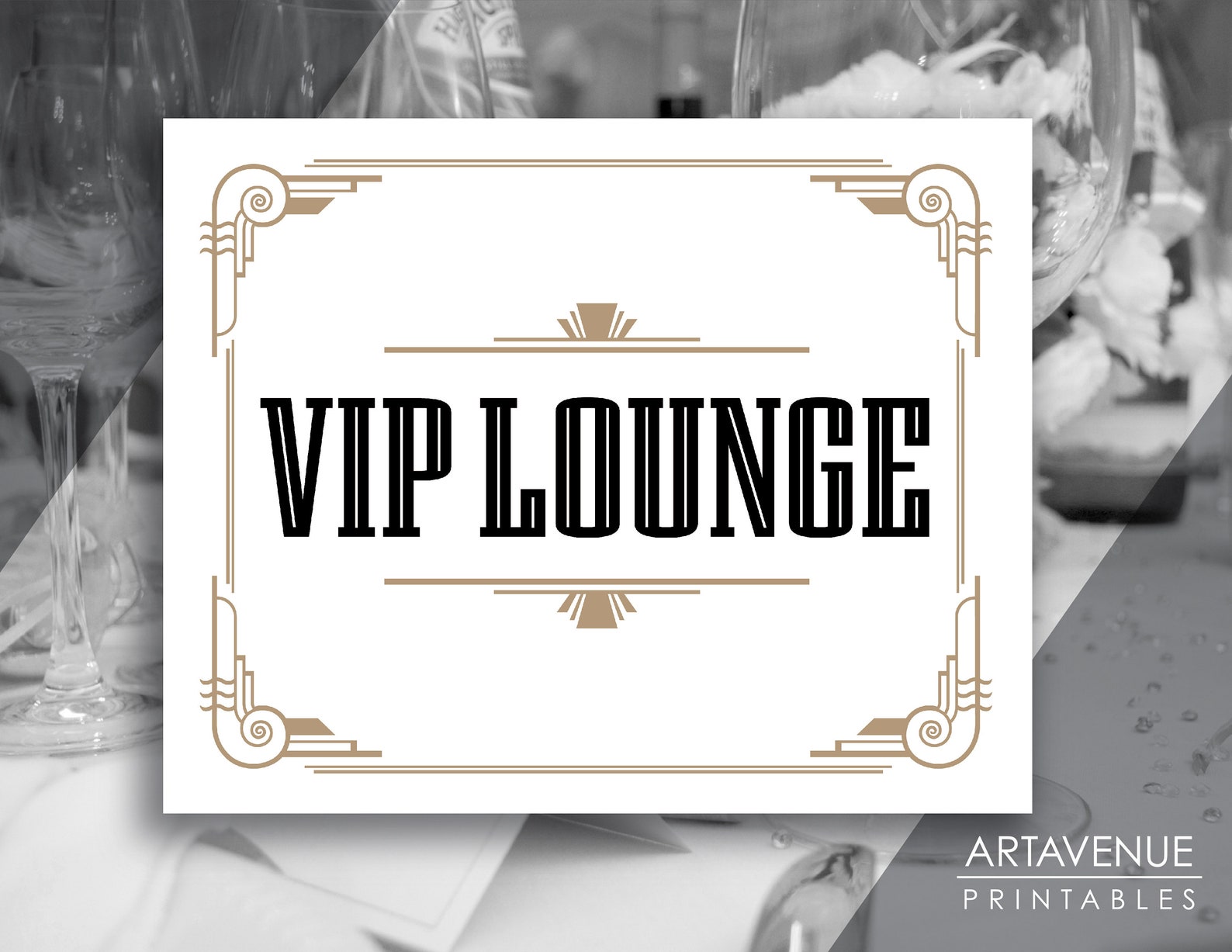 VIP Lounge Sign Jpg Svg Downloads Gatsby VIP Party Printable | Etsy