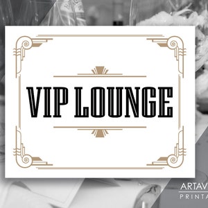 VIP Lounge Sign Jpg Svg Downloads | Gatsby VIP Party Printable ...