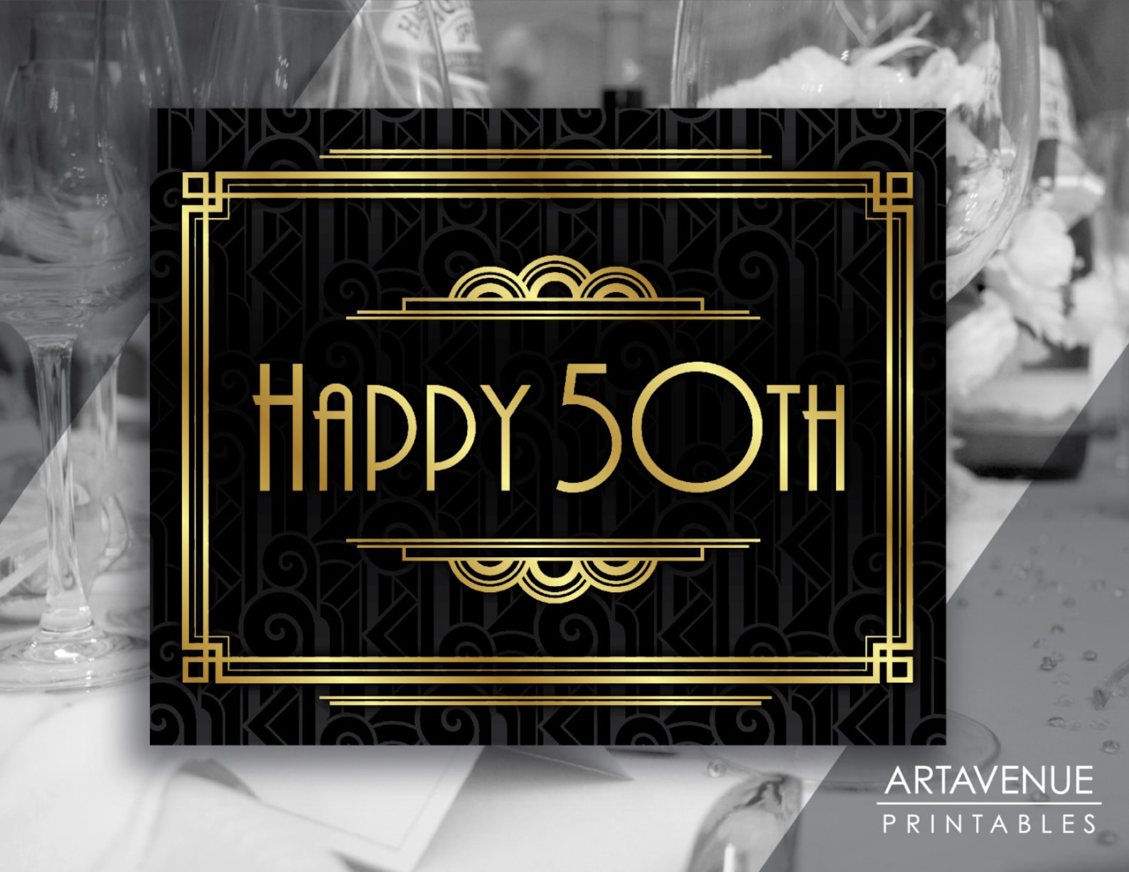 Gatsby Anniversary Party Printable happy 50th Sign - Etsy