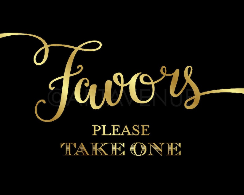 Black and Gold Sign Printables / FAVORS Please Take One / Chic - Etsy