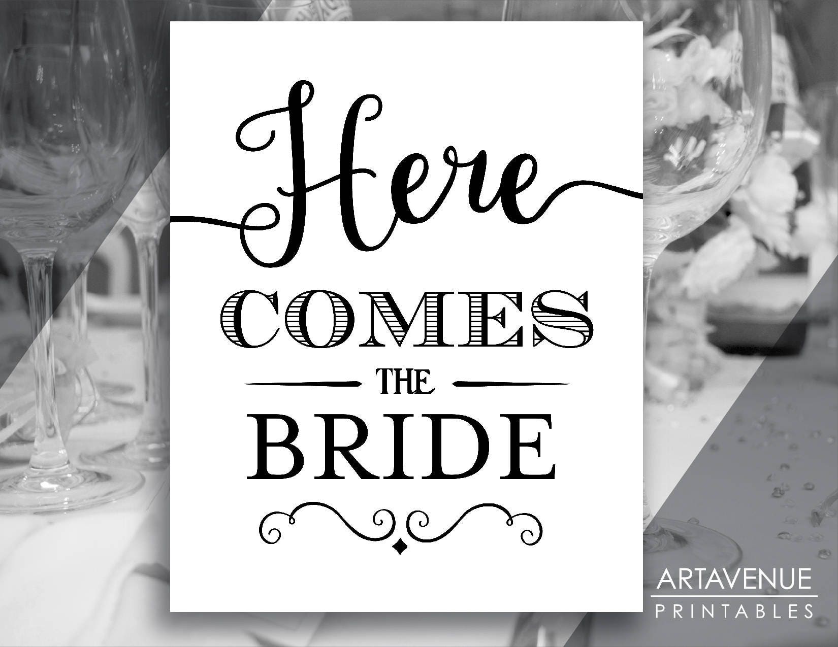 Chic Wedding Sign Printables / Here Comes the Bride / Wedding | Etsy