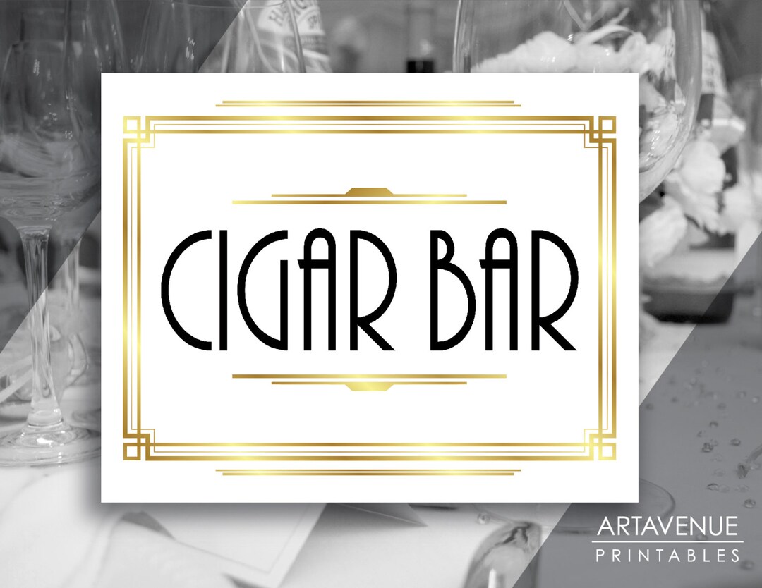 Roaring 1920's Speakeasy Cigar Bar Sign Printable, Great Gatsby Wedding ...