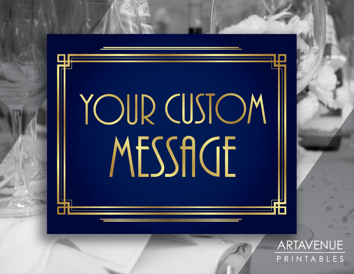 Art Deco Custom Message Printable Sign Horizontal Gatsby | Etsy