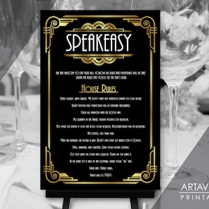 Speakeasy Rules Poster Download, 24 X 36 Roaring 20's Gatsby Party Sign ...