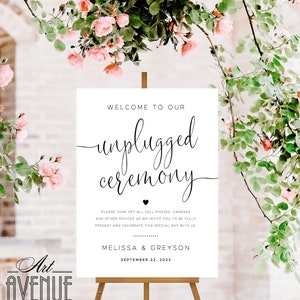 Unplugged Ceremony Wedding Sign Template, Minimalist Wedding No Cell ...