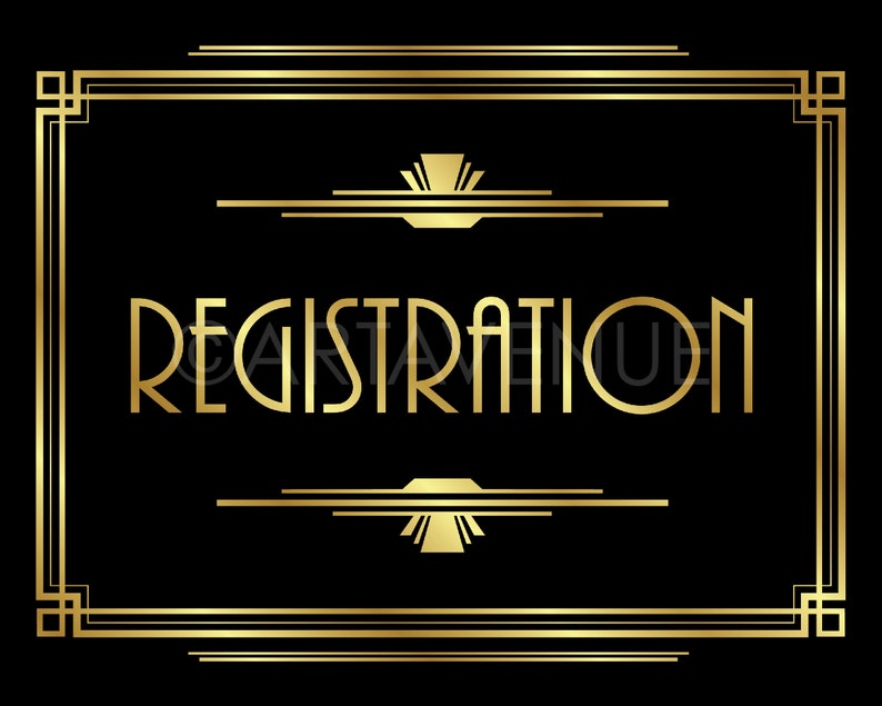 Art Deco REGISTRATION Sign Printable Gatsby Wedding Roaring | Etsy