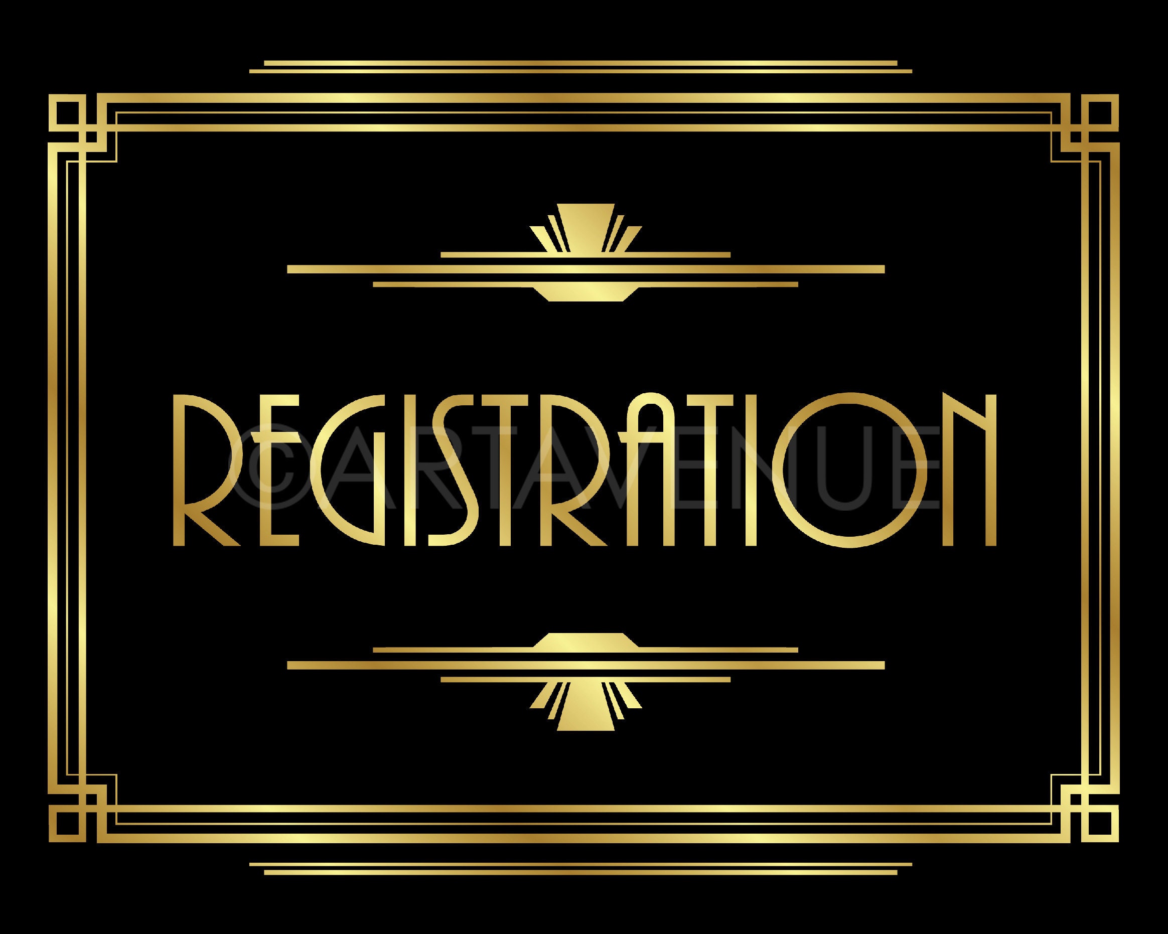 Art Deco REGISTRATION Sign Printable, Gatsby Themed Party, Roaring ...