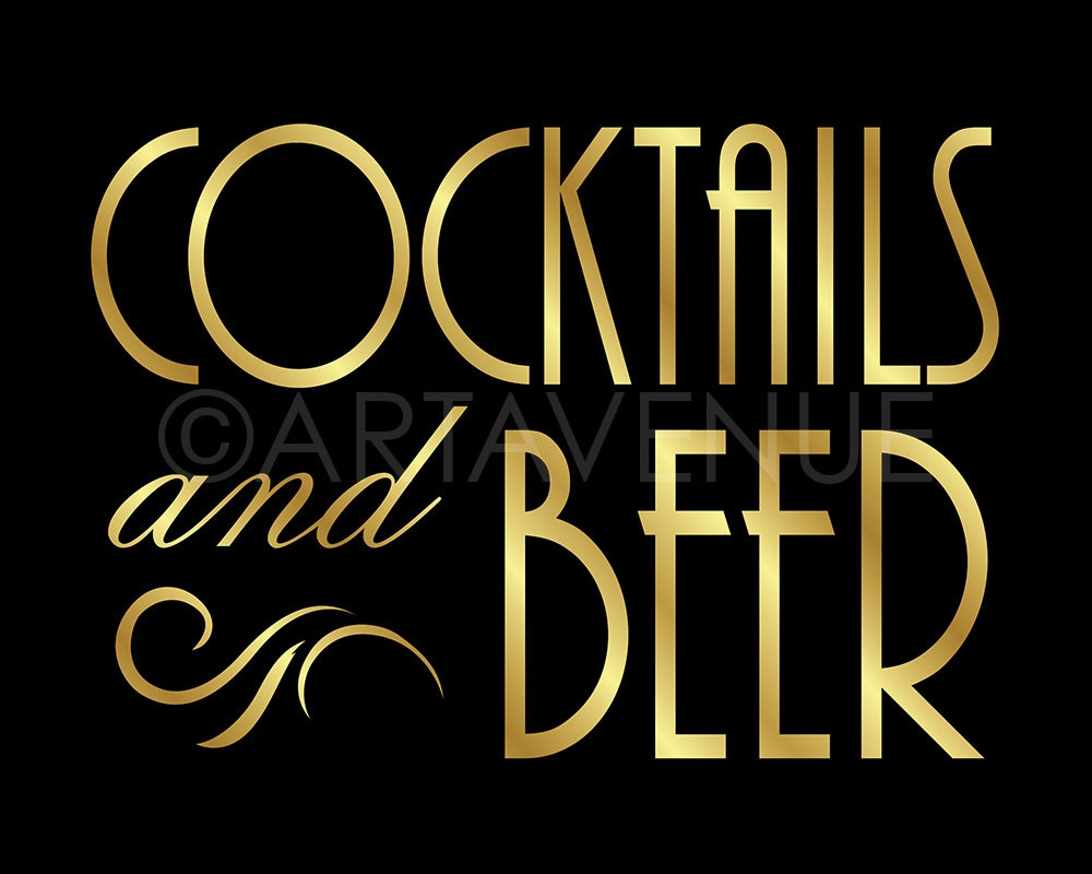 COCKTAILS and BEER Printable Sign Art Gatsby Party Sign - Etsy