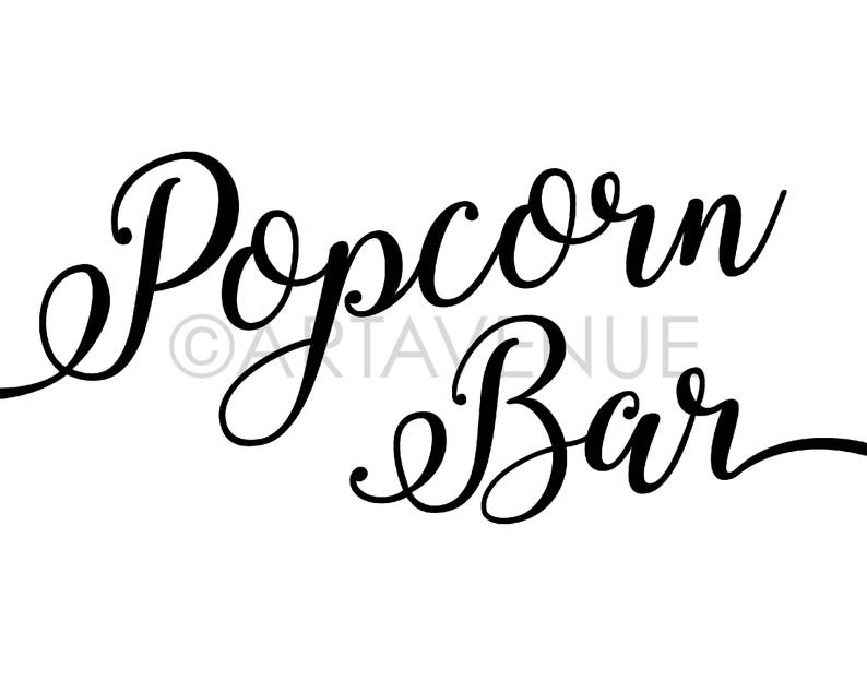 Chic Party Signs | Popcorn Bar | Snack Sign Printables | Black and ...