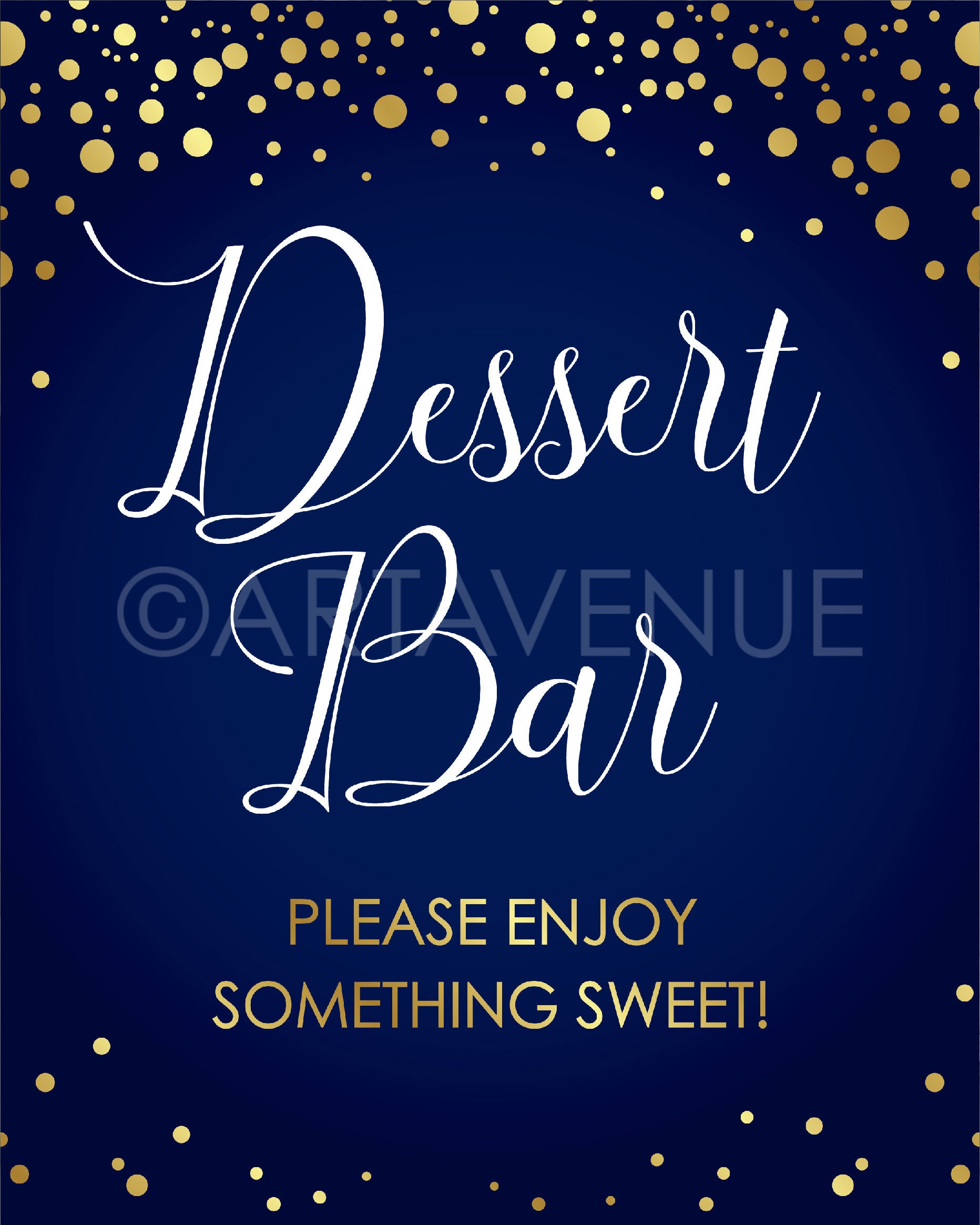 Navy Blue Gold Confetti Dessert Bar Sign Download Gold | Etsy