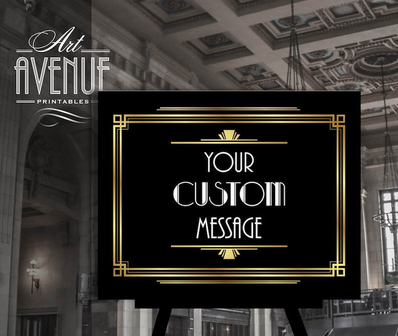 Editable Art Deco Template | Custom Message | Gold Gatsby Wedding Sign ...