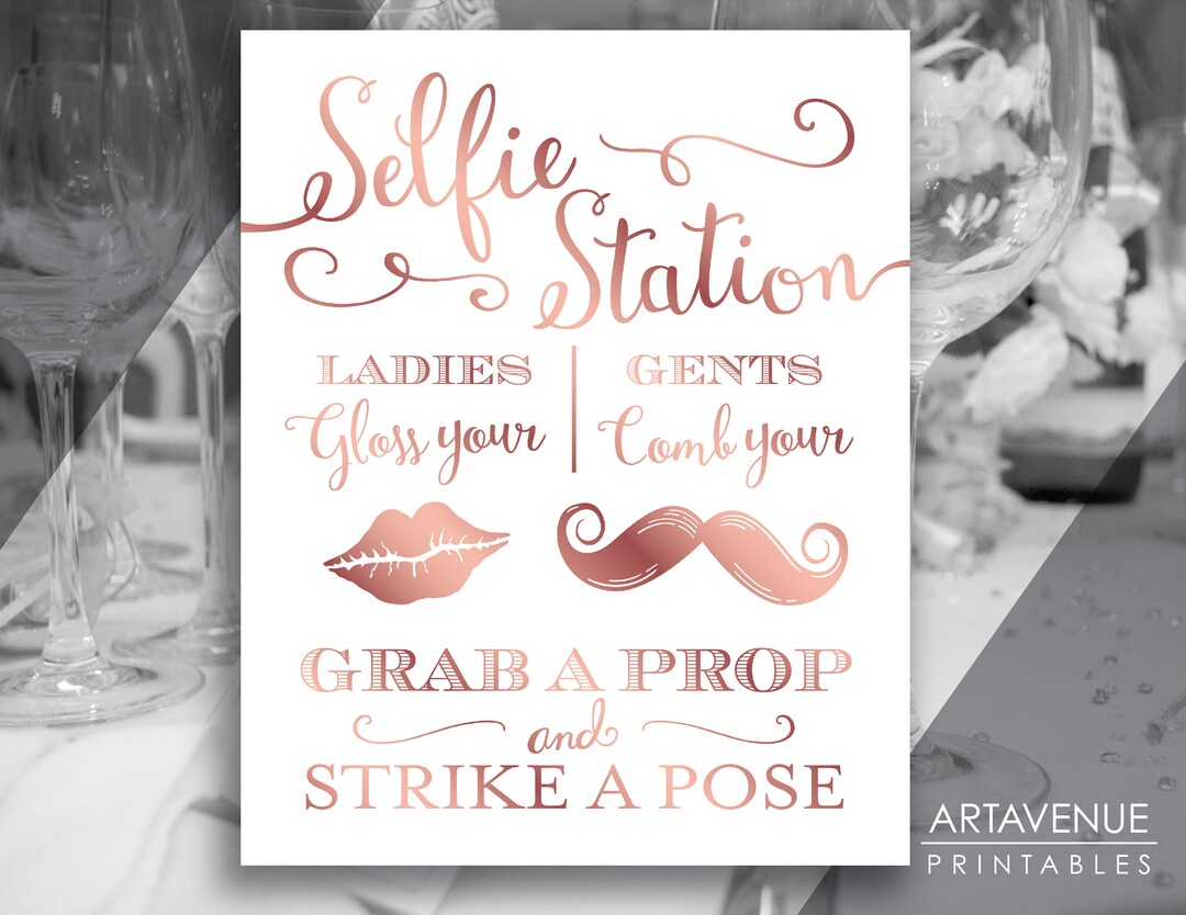 Wedding Party Selfie Photo Booth Sign, Instant Download, Selfie Station ...