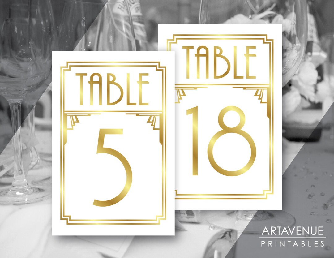 Art Deco Table Signs, Great Gatsby Wedding 4 X 6 Table Numbers 1-20 ...