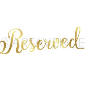 Gold Chic Wedding Signs | RESERVED Sign | Gold Wedding Sign Printables ...