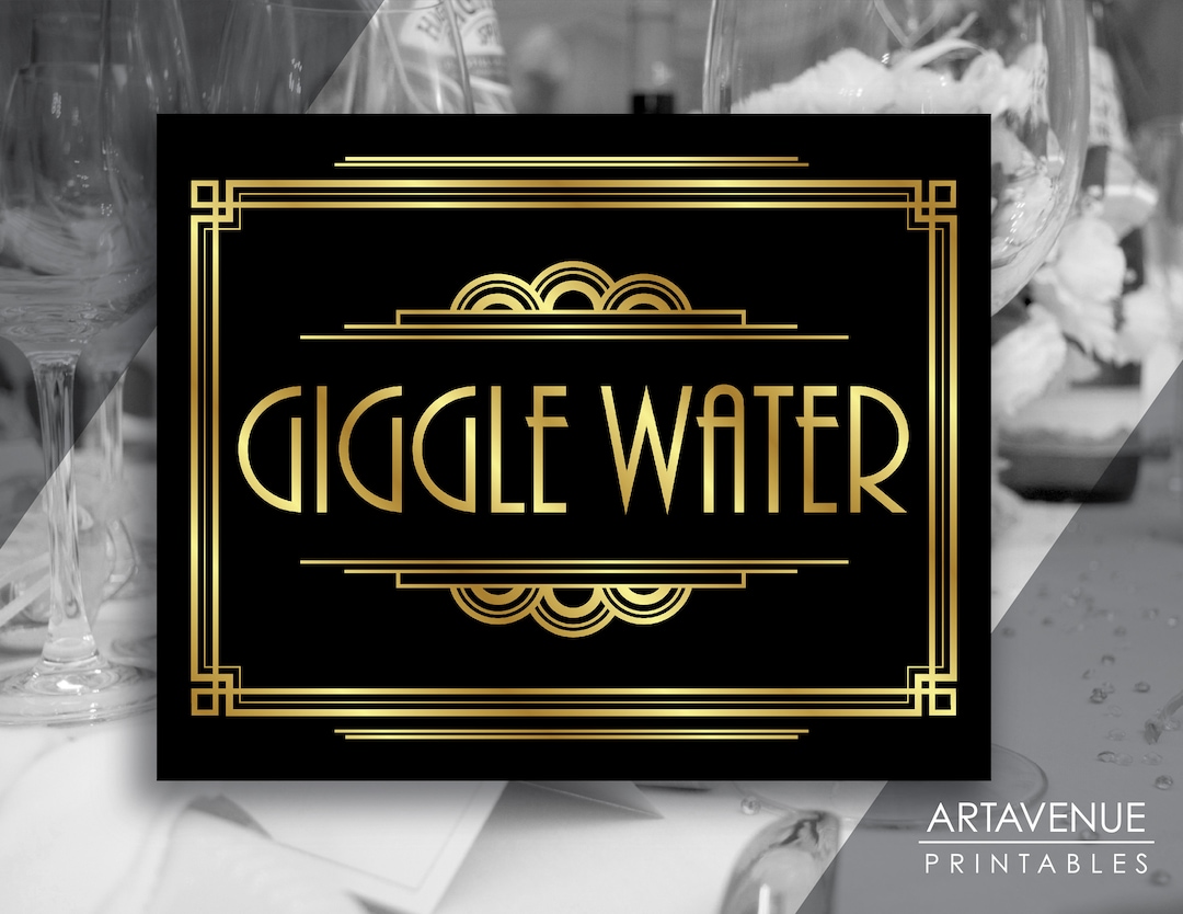 Gatsby Party Giggle Water Sign Download, 1920s Wedding, Roaring 20s ...