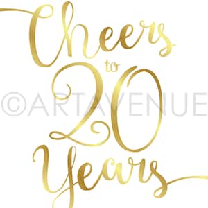 CHEERS TO 20 YEARS | Gold Chic Printables | Party Sign Downloads | 20th ...