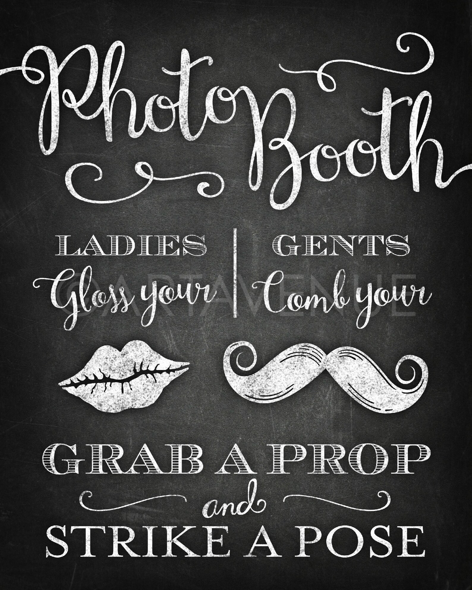 Chalk Party Sign Printables Chalk PHOTO BOOTH Sign Grab A - Etsy