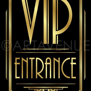 VIP Entrance Printable Sign Download, Gatsby Roaring 20's Party Decor ...