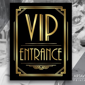 VIP Entrance Sign Download, Gatsby Art Deco Party Printable Decor Sign ...